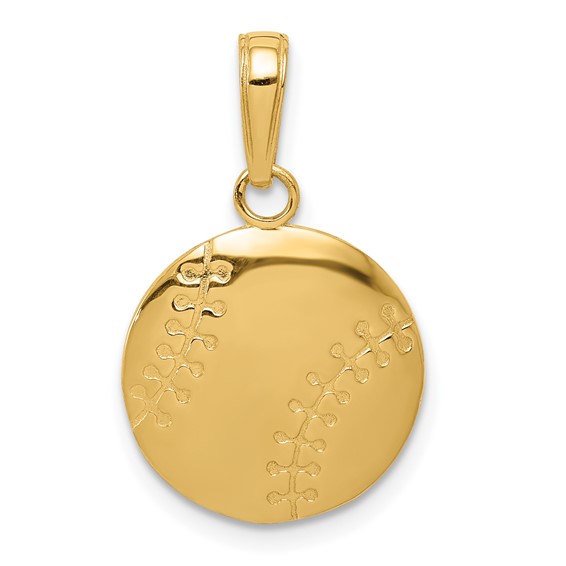 14K Gold Polished Baseball Pendant - OSJ Jewelers